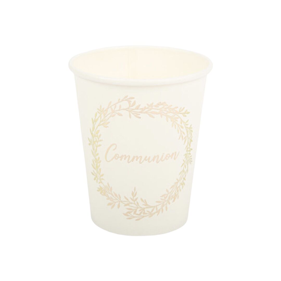Communion White and Gold Paper Cups | Tara's Wonderworld